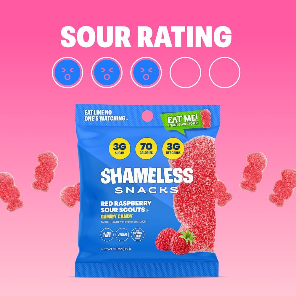 Red Raspberry Sour Scouts Gummies – Shameless Snacks