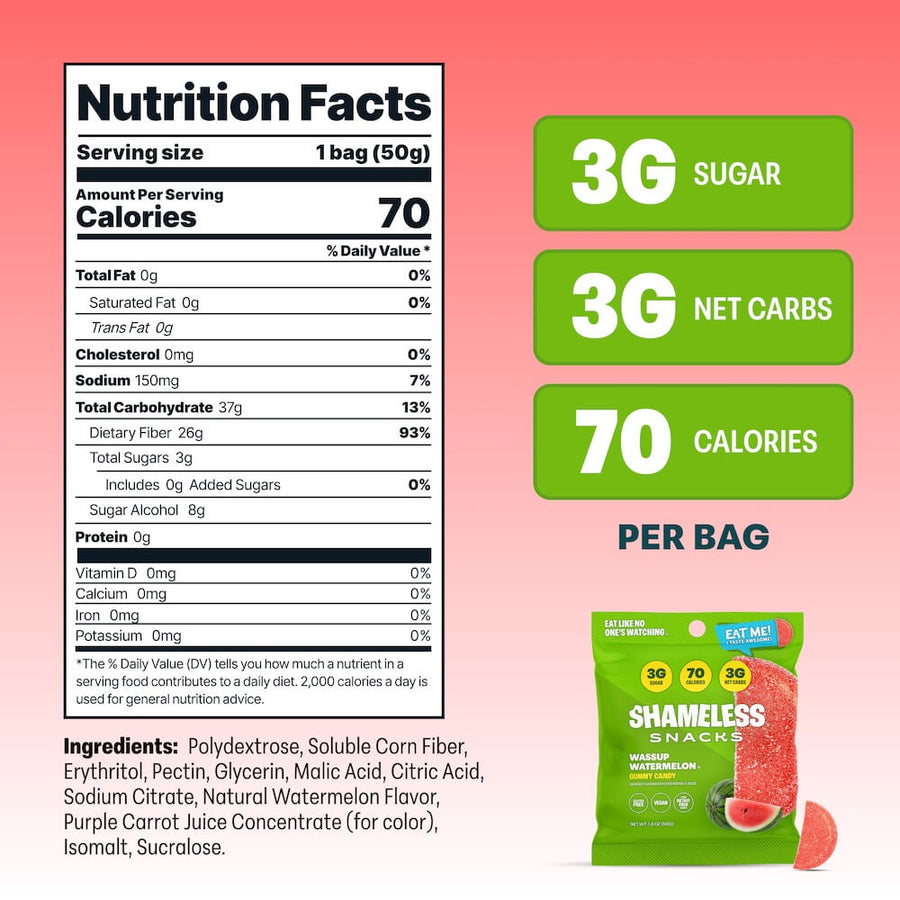 Shameless Snacks Wassup Watermelon Gummies