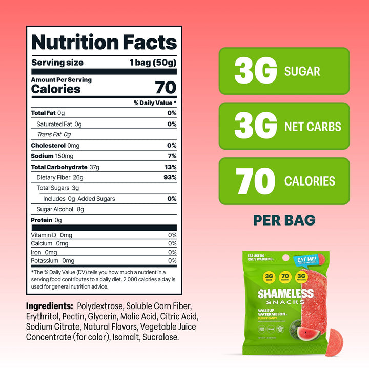 Shameless Snacks Wassup Watermelon Gummies